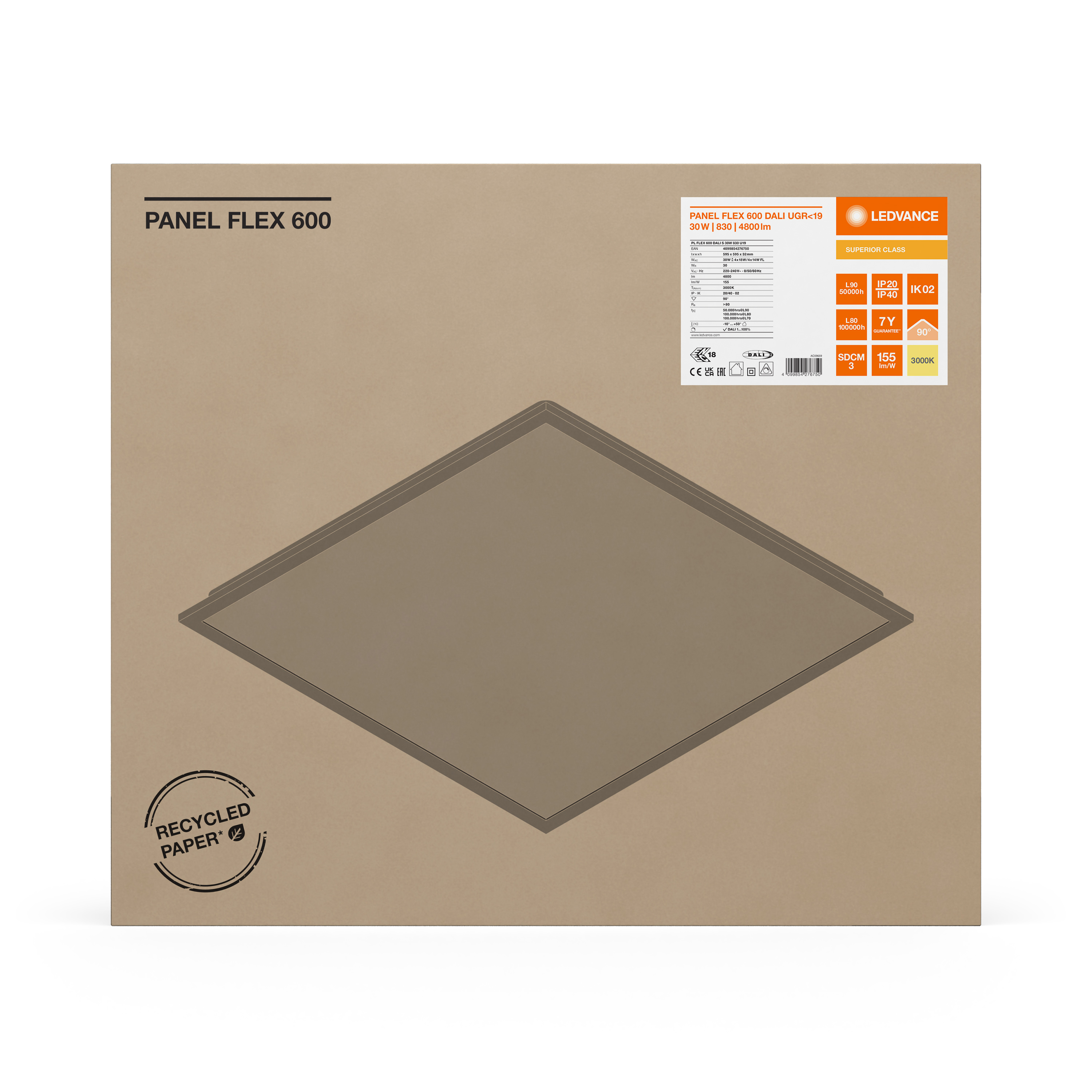 PL FLEX 600 DALI S 30W 830 U19 | PANEL FLEX 600 UGR