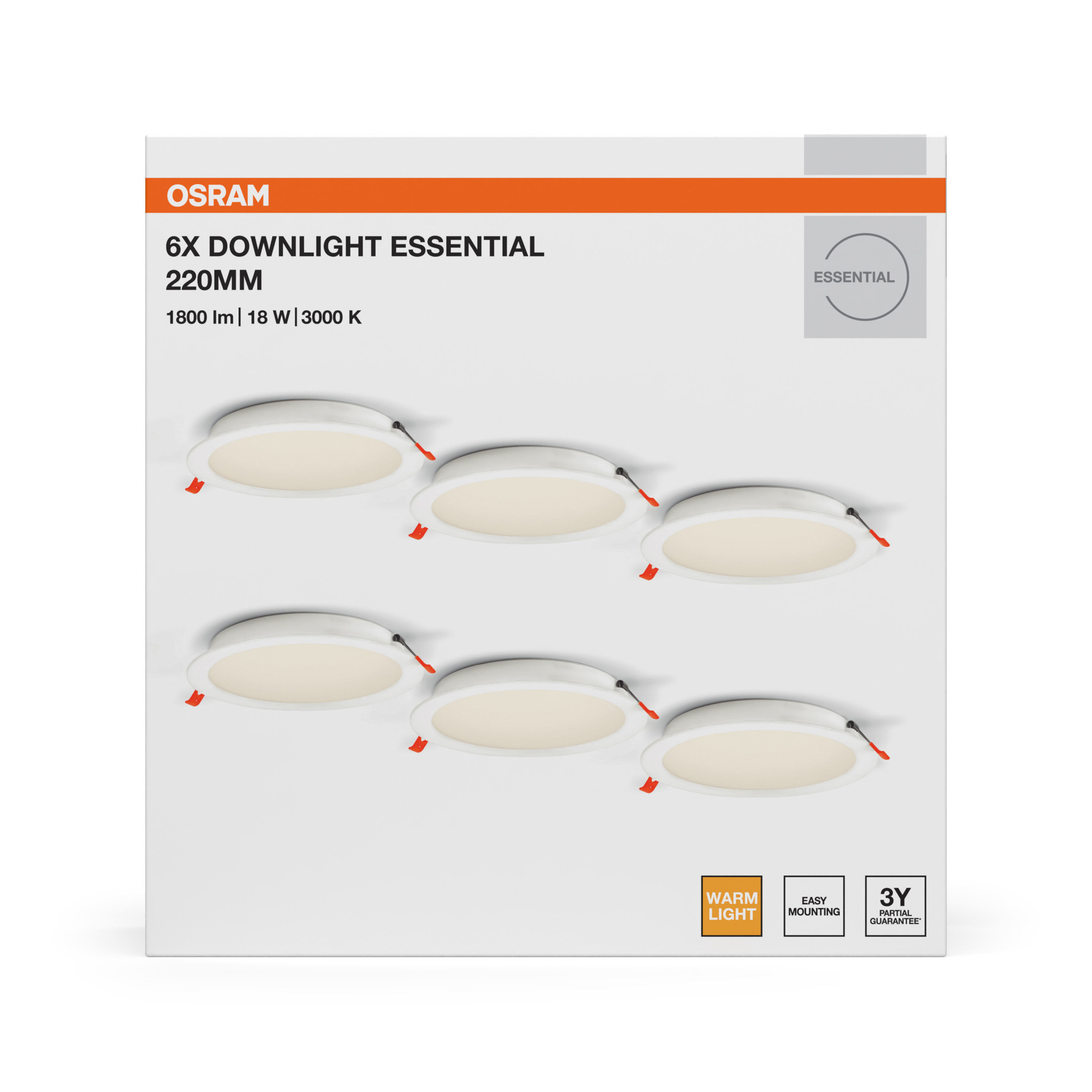 Essential Downlight 220mm 18W 830 White | ESSENTIALS DOWNLIGHTS | LEDVANCE